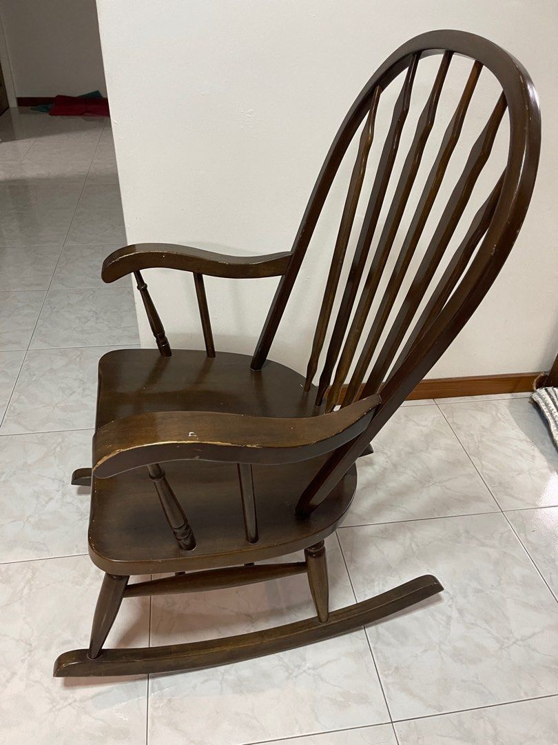 Picket&Rail Rocking Chair (Solid Wood), Furniture & Home Living ...