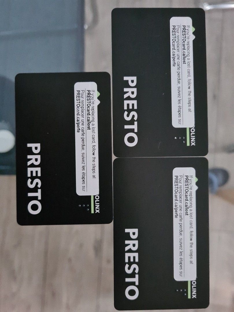 Presto cards for use in Toronto, Ottawa, Hamilton (Ontario, Canada ...