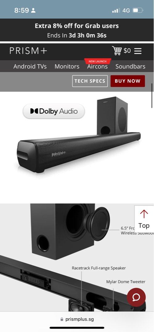 PRISM+ Flow 2.1ch Soundbar with Dolby Audio | 240W | Wireless Subwoofer ...