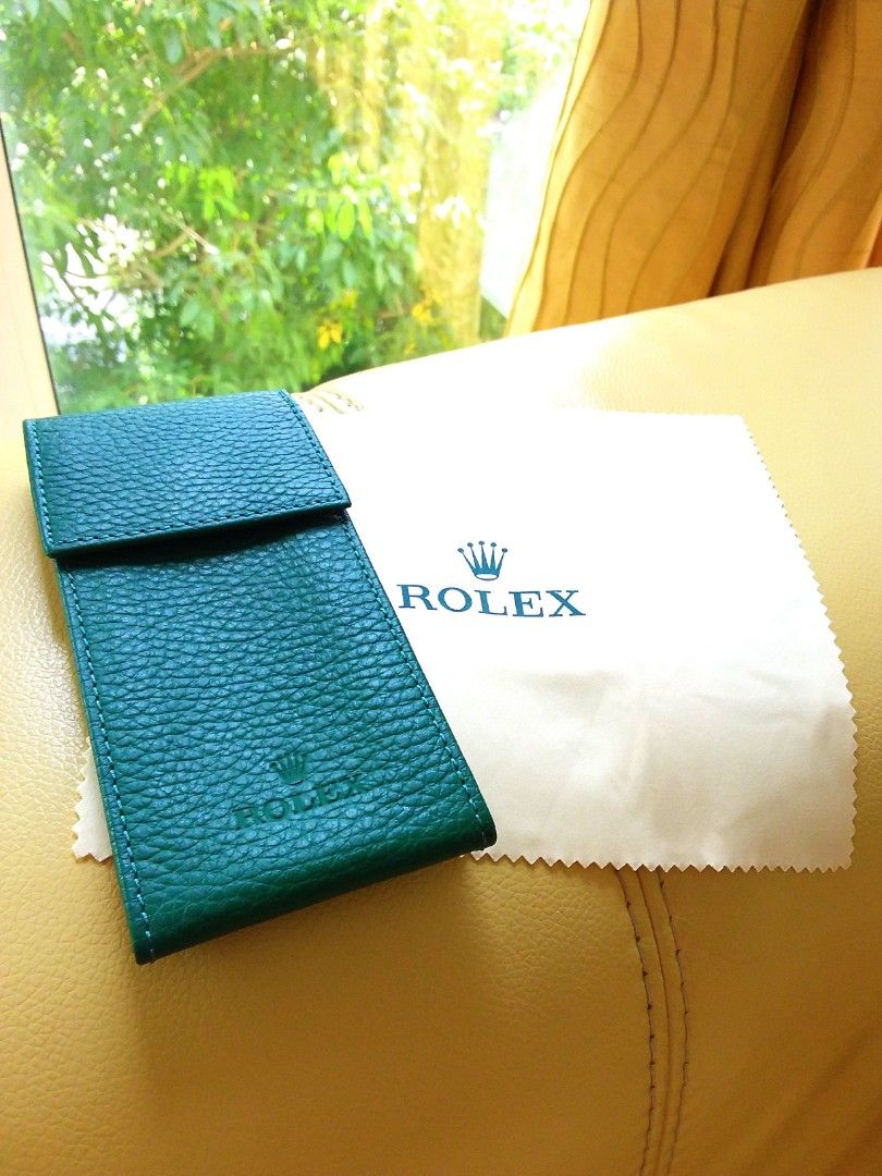 Rolex Watch Leather Green Pouch w Rolex Cleaning Cloth- Brandnew Set ...