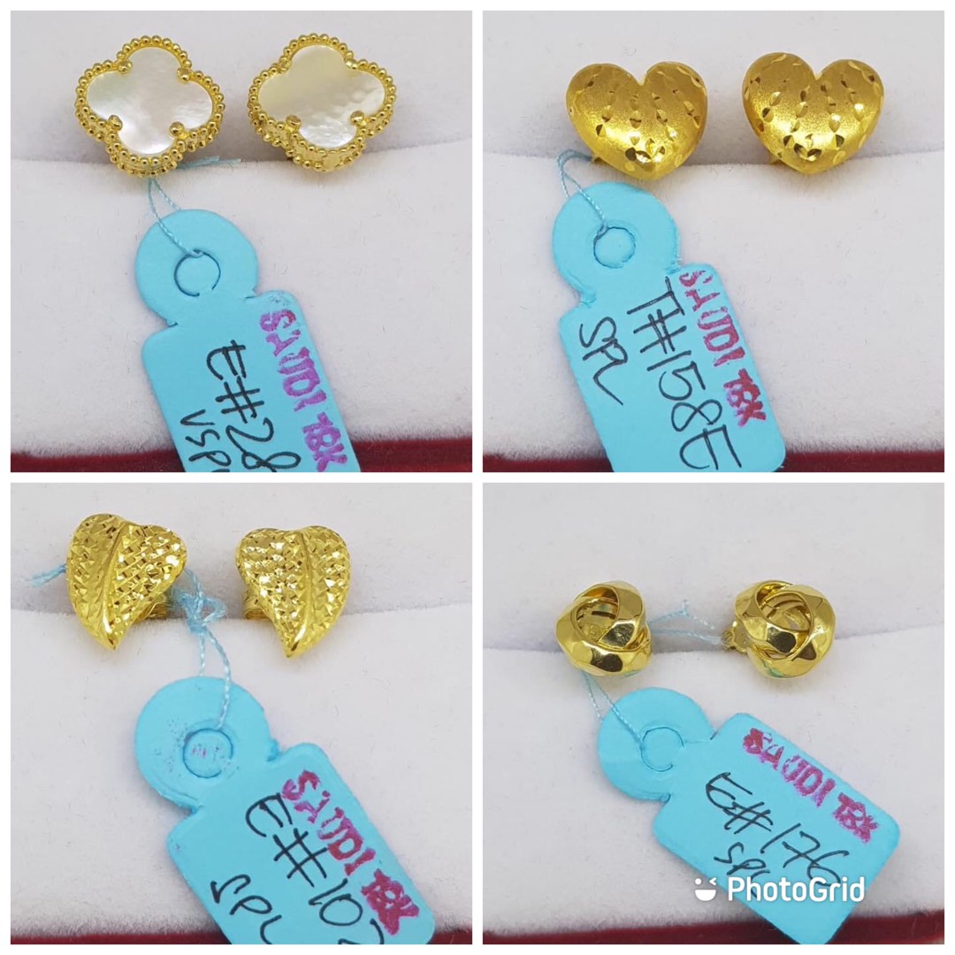 Saudi Gold 18K Earrings, Women's Fashion, Jewelry & Organizers ...