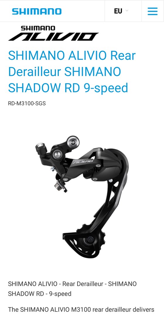Shimano Alivio RD, shifter & casette (9speed) HG, Sports Equipment ...