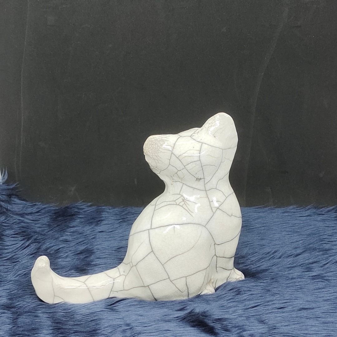 Signed Naked Raku Cat Figurine, Furniture & Home Living, Home Decor ...