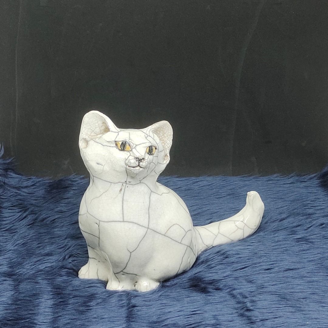 Signed Naked Raku Cat Figurine, Furniture & Home Living, Home Decor ...