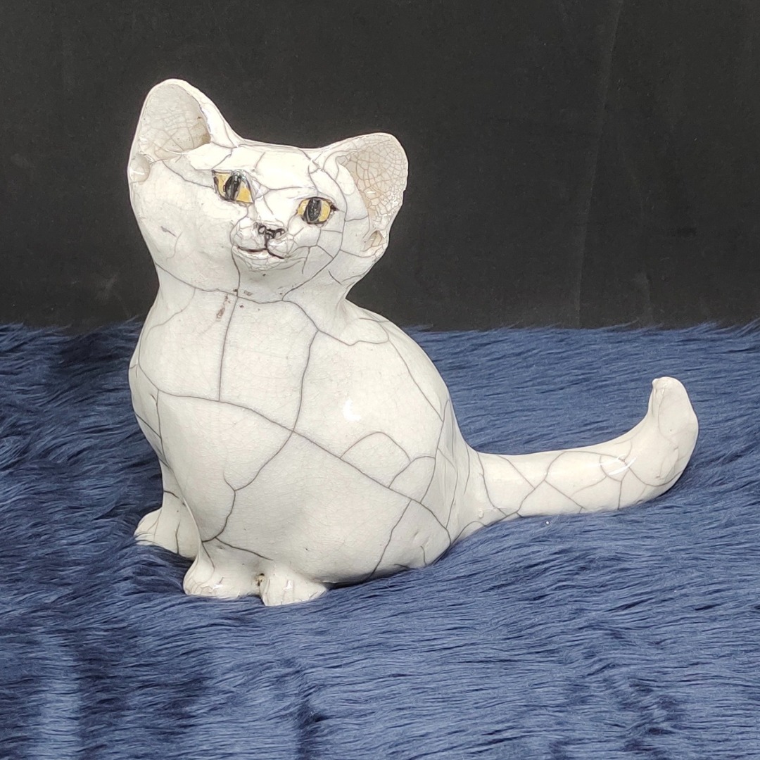Signed Naked Raku Cat Figurine, Furniture & Home Living, Home Decor ...