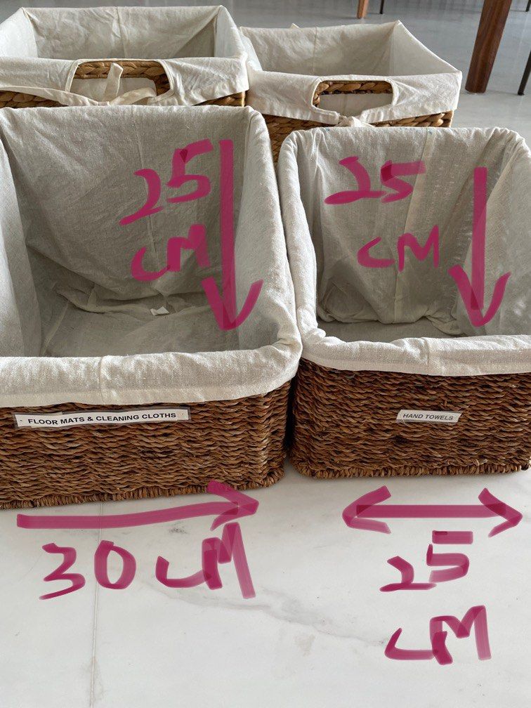 Straw solid baskets four for $30.00, Furniture & Home Living, Home ...