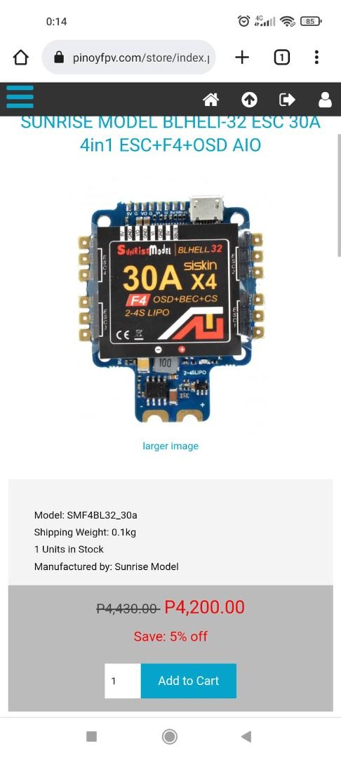 SUNRISE MODEL BLHELI-32 4in1 ESC 30A, Photography, Drones on Carousell