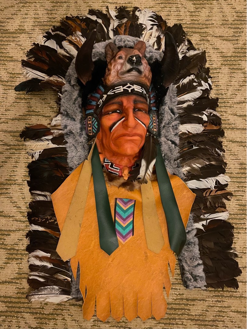 Vintage Big Sculpture Native American With Real Leather, Hobbies & Toys ...