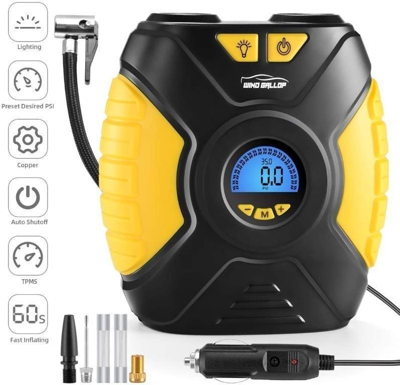 WindGallop Digital Car Tyre Inflator Air Tool Portable Air Compressor ...