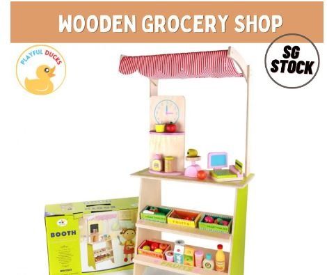 Wooden Grocery shop set | Kids Pretend play toy | Market booth shopping ...