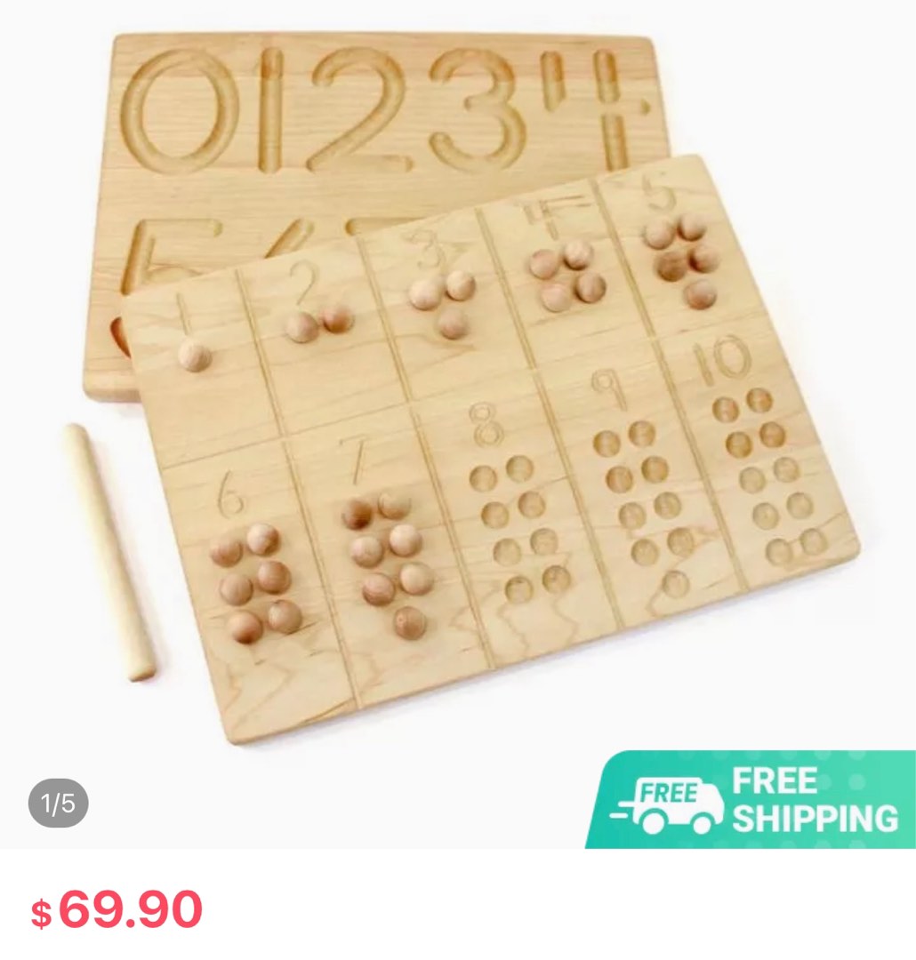 Wooden tracing board - Numbers, Hobbies & Toys, Toys & Games on Carousell