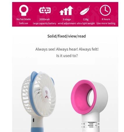 Zero9 Korean USB Bladeless Portable Fan Original No leaf Design Rechargeable - LSG1882 ...