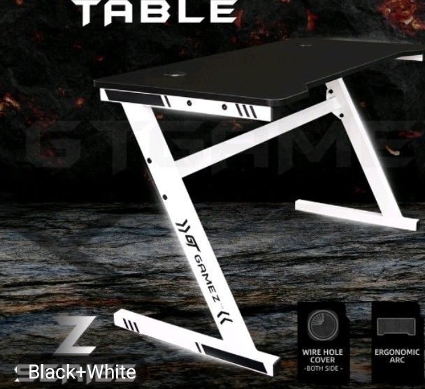 120cm Black + White Gaming Table, Furniture & Home Living, Furniture ...