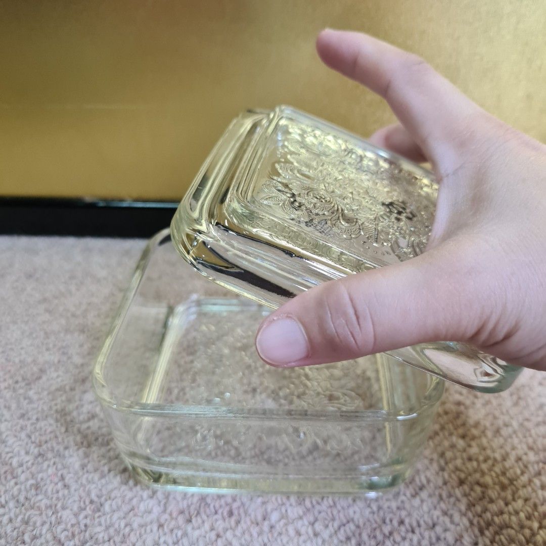 1 SET CUTE SQUARE DECORATIVE JAPANESE CLEAR GLASS TRINKET BOX WITH LID ...