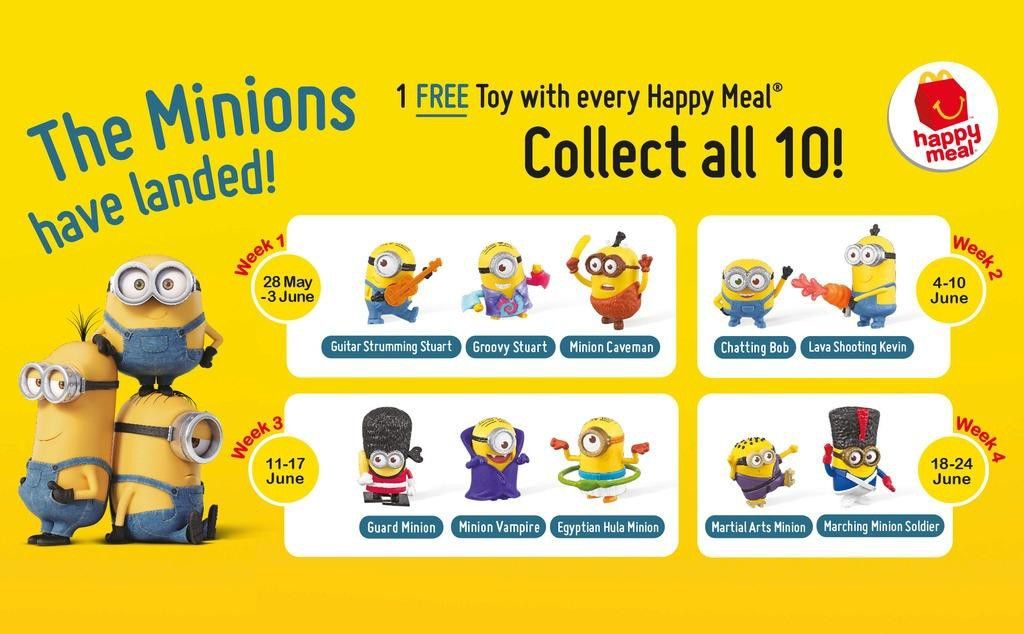 2015 McDonald Malaysia Happy Meal mcd MCD Minions full set collection ...