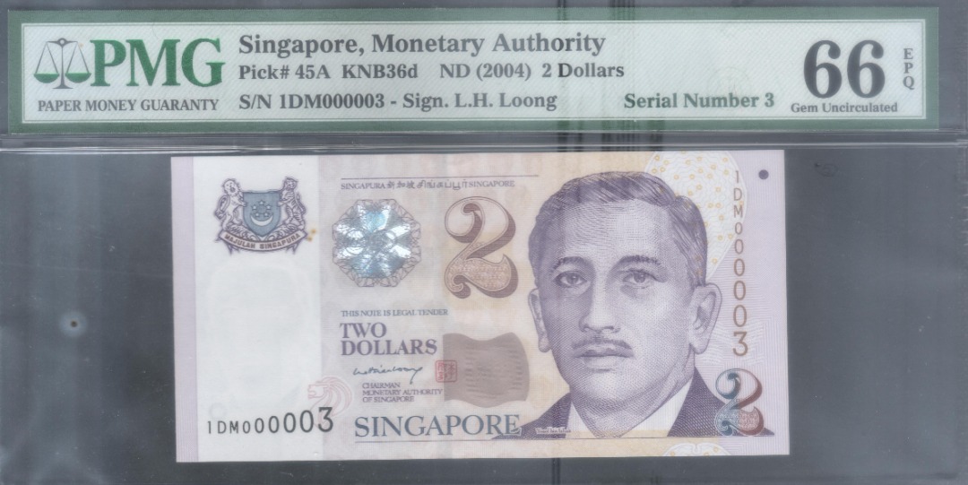 $2 LHL 1DM 000003 PMG66 Low number, Hobbies & Toys, Memorabilia & Collectibles, Currency on ...