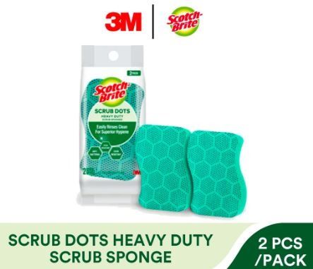 3M Scotch Brite Scrub Dots - Heavy Duty Anti Bacteria Scrub Sponges, 2 ...