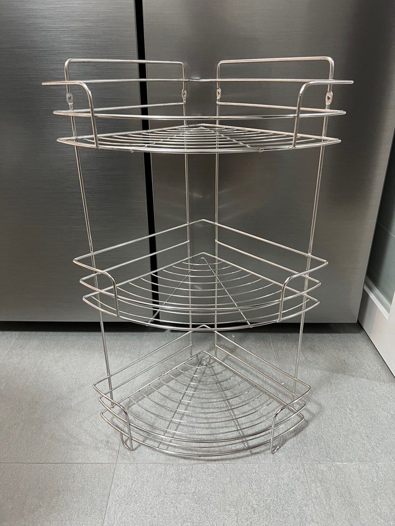 3-tier Stainless Steel Corner Rack, Furniture & Home Living, Bathroom ...