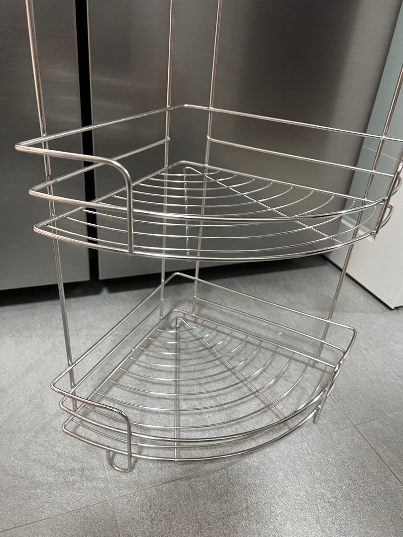 3-tier Stainless Steel Corner Rack, Furniture & Home Living, Bathroom ...