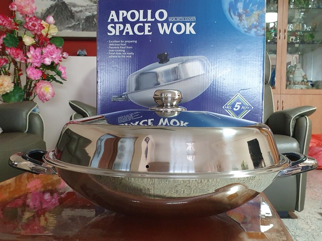 5 ply Stainless Steel Space Wok, Furniture & Home Living, Kitchenware ...