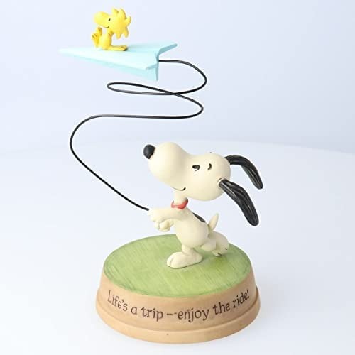 全新 日版 史努比 樹脂製 桌上擺設 Peanuts SNOOPY Woodstock on Paper Airplane 93×166mm ...