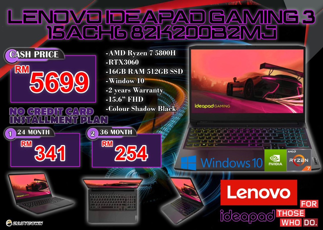 [ INSTALLMENT ] Lenovo IdeaPad Gaming 3 15ACH6 82K200B2MJ 15.6'' FHD ...
