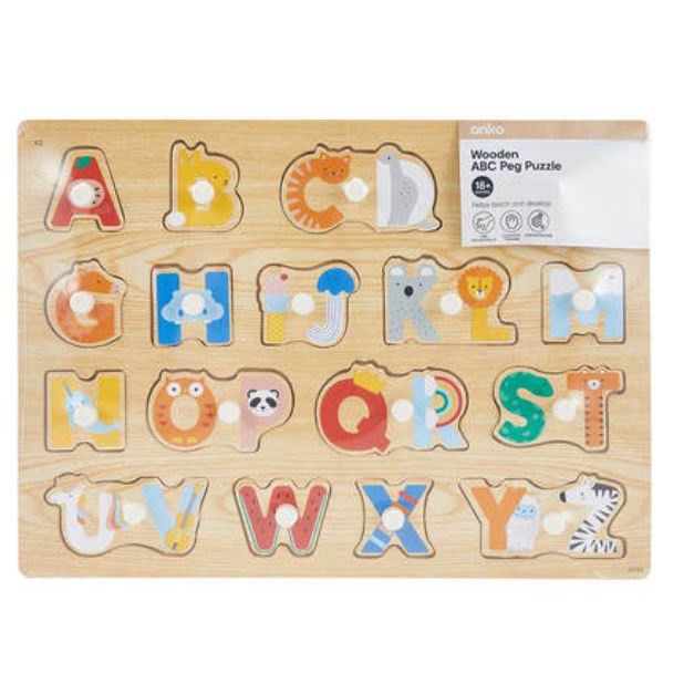 Anko Wooden Alphabet Peg, Hobbies & Toys, Toys & Games on Carousell