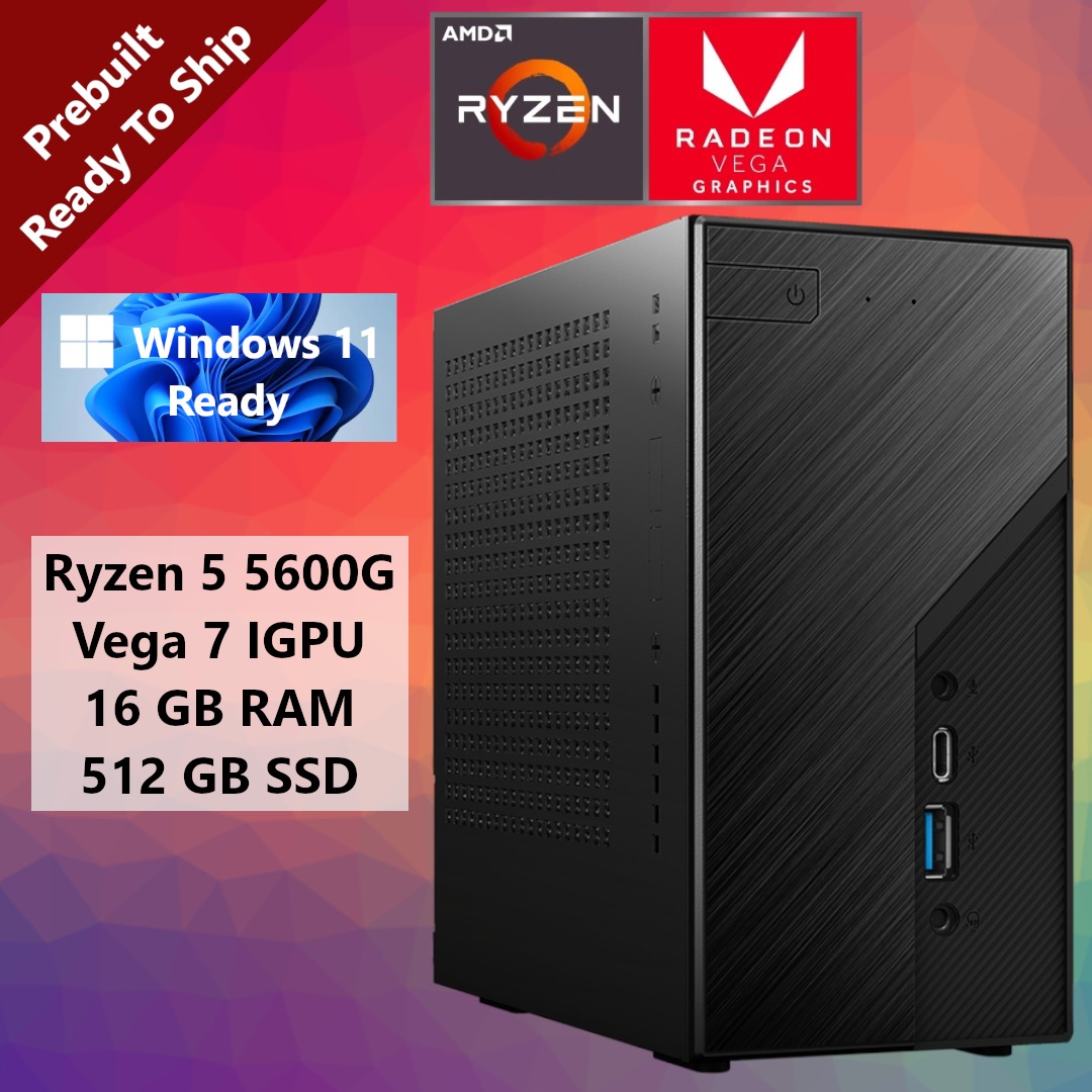 ASRock DeskMini X300 Ryzen 5 5600G Small Form Factor Mini PC 1.92L ...