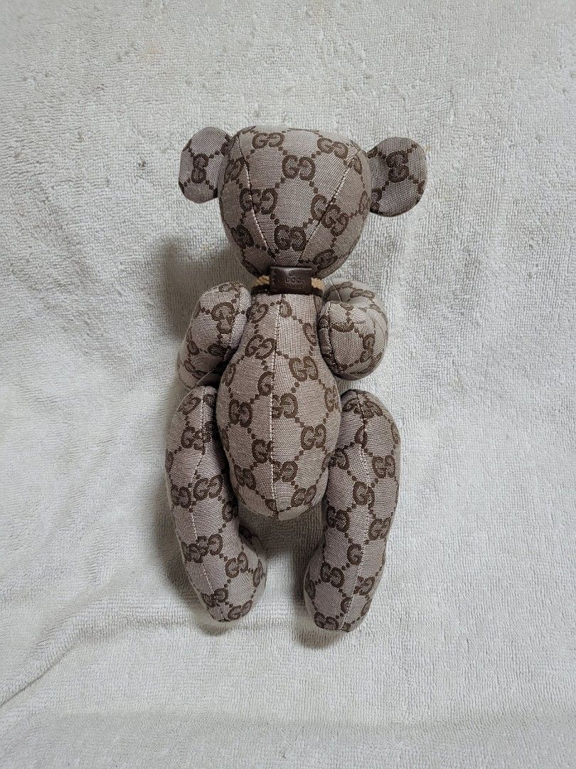 Authentic Rare Gucci Brown Monogram Gg Teddy Bear Movable Joints Plush