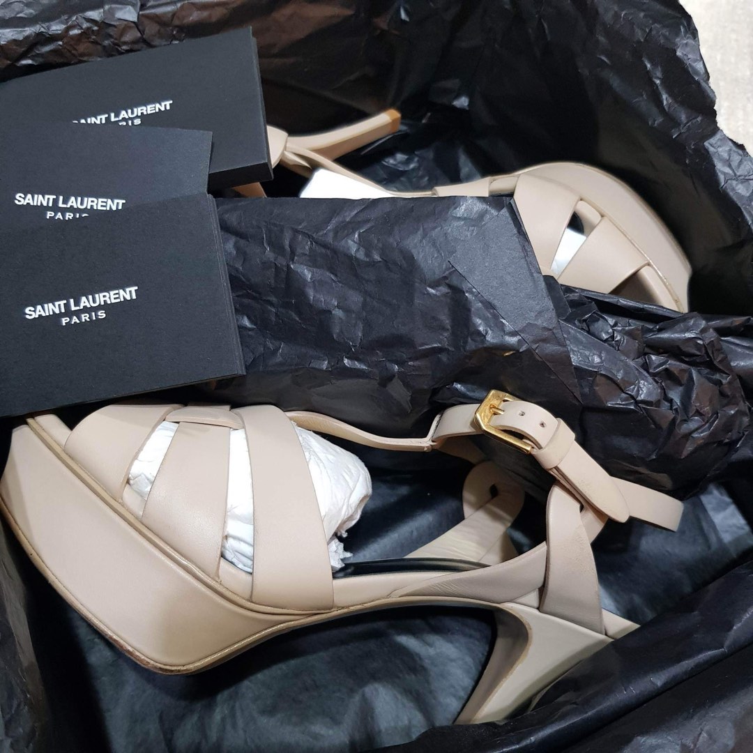 Authentic YSL Tribute Beige High Heels - Complete with box and all ...