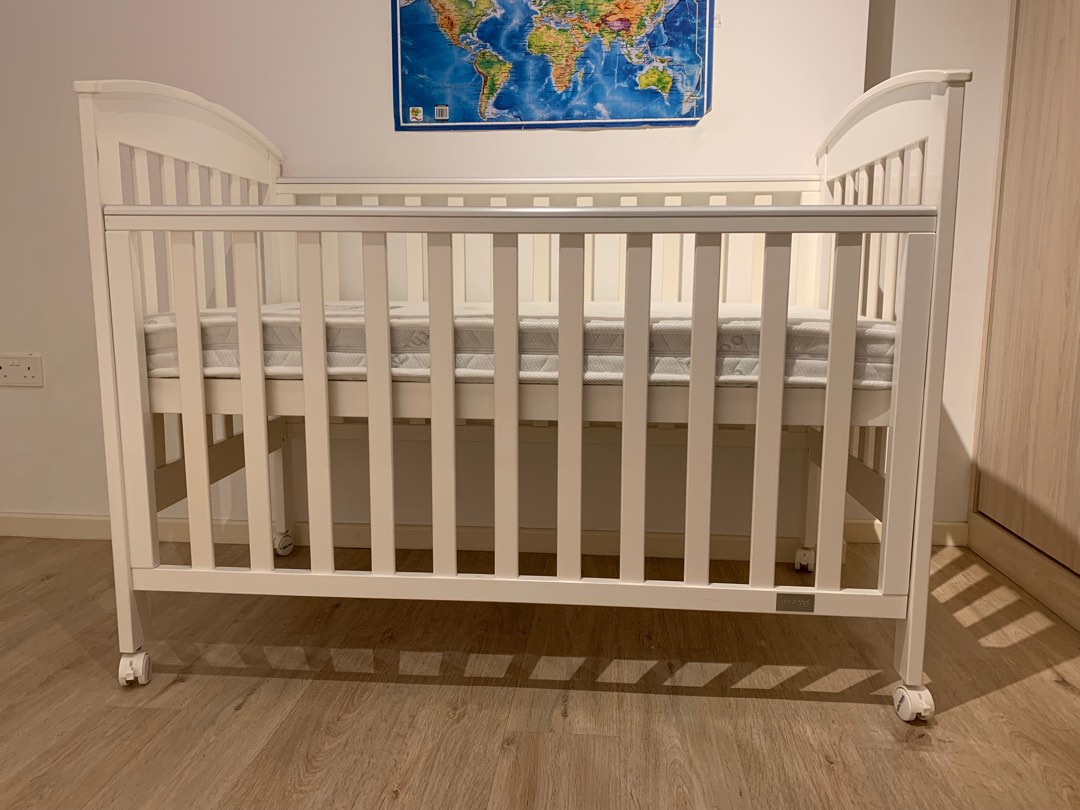 Babyhood classic curve cot (white), Babies & Kids, Baby Nursery & Kids ...