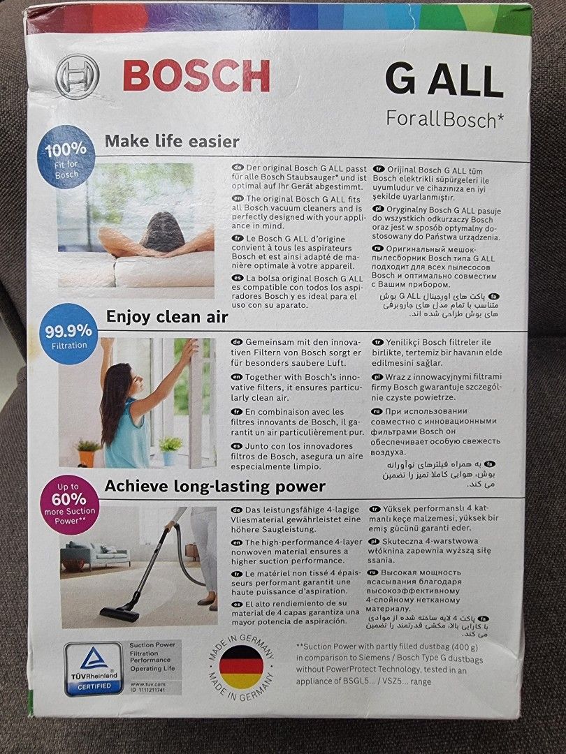 Bosch G All For all Bosch Dustbag Type: BBZ41FGALL, TV & Home ...