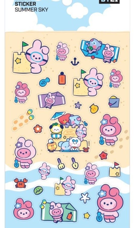 BT21 SHOOKY / MANG Summer Sky Sticker, Hobbies & Toys, Stationary ...