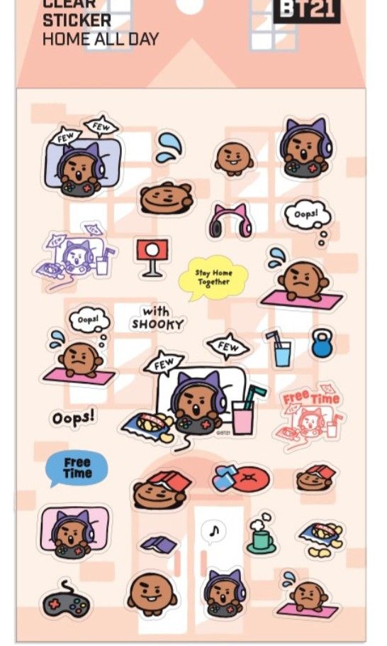 BT21 TATA / RJ Home All Day Sticker, Hobbies & Toys, Stationary & Craft ...