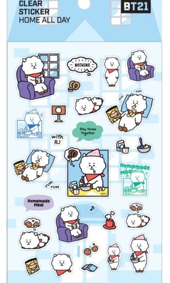 BT21 TATA / RJ Home All Day Sticker, Hobbies & Toys, Stationary & Craft ...