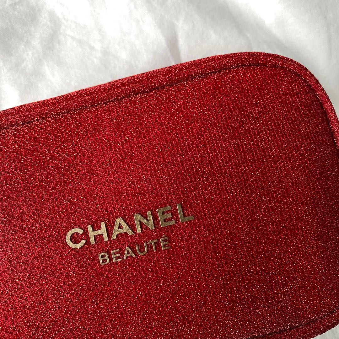 chanel beaute red sparkly pouch, Women's Fashion, Bags & Wallets ...