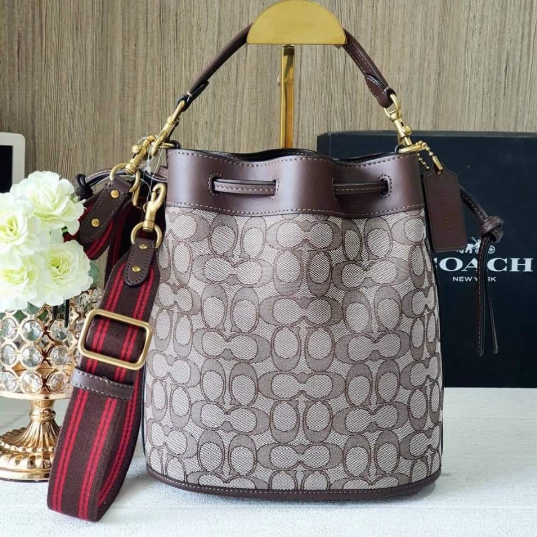 Coach C3853 Field Bucket Bag In Signature Jacquard - Brown, Women's ...