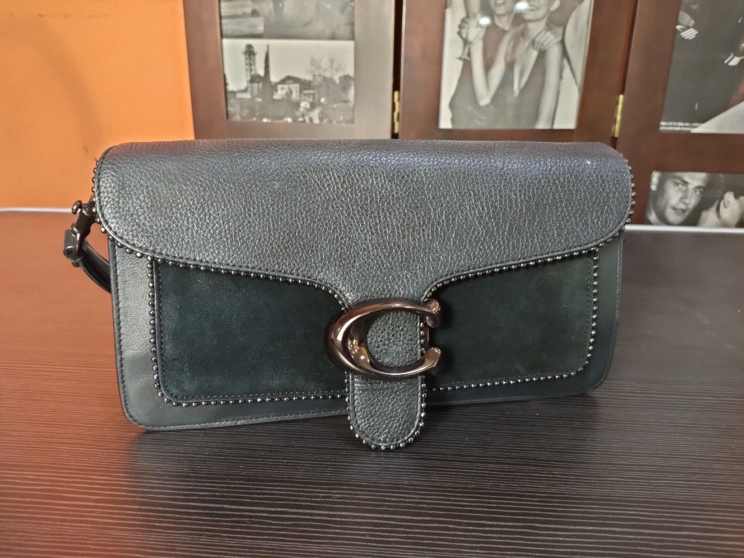 Coach Women's Mixed Leather Bead Chain Tabby Chain Clutch - Black ...