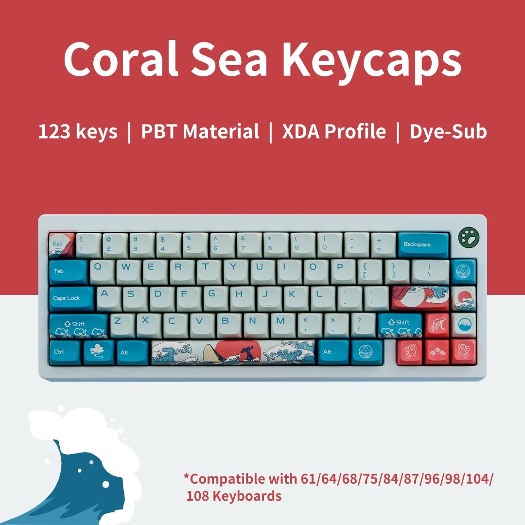 [SG Local Stock] Coral Sea Keycaps | 123 Keys | XDA Profile | PBT Dye ...