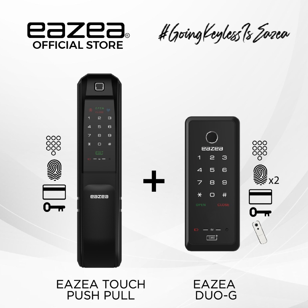 [Door + Gate] EAZEA Touch Push Pull Digital Door Lock + EAZEA Duo-G ...