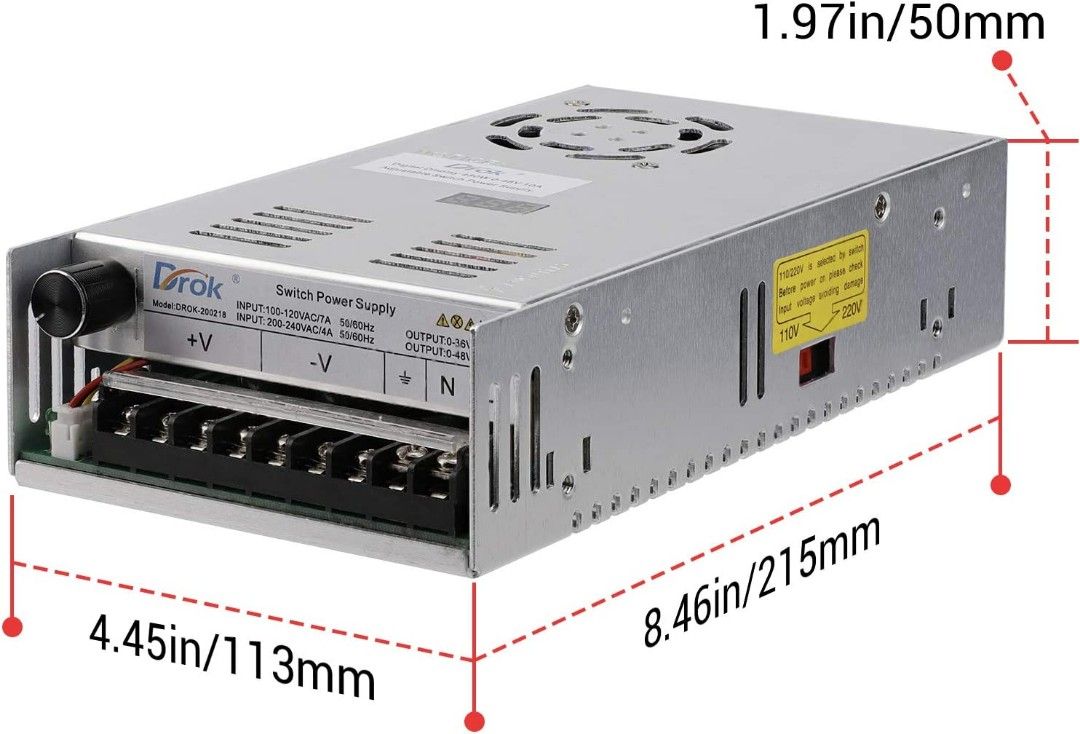 Drok 48v Power Supply Ac 110v 220v To Dc 0 48v 10a 480w Buck Converter