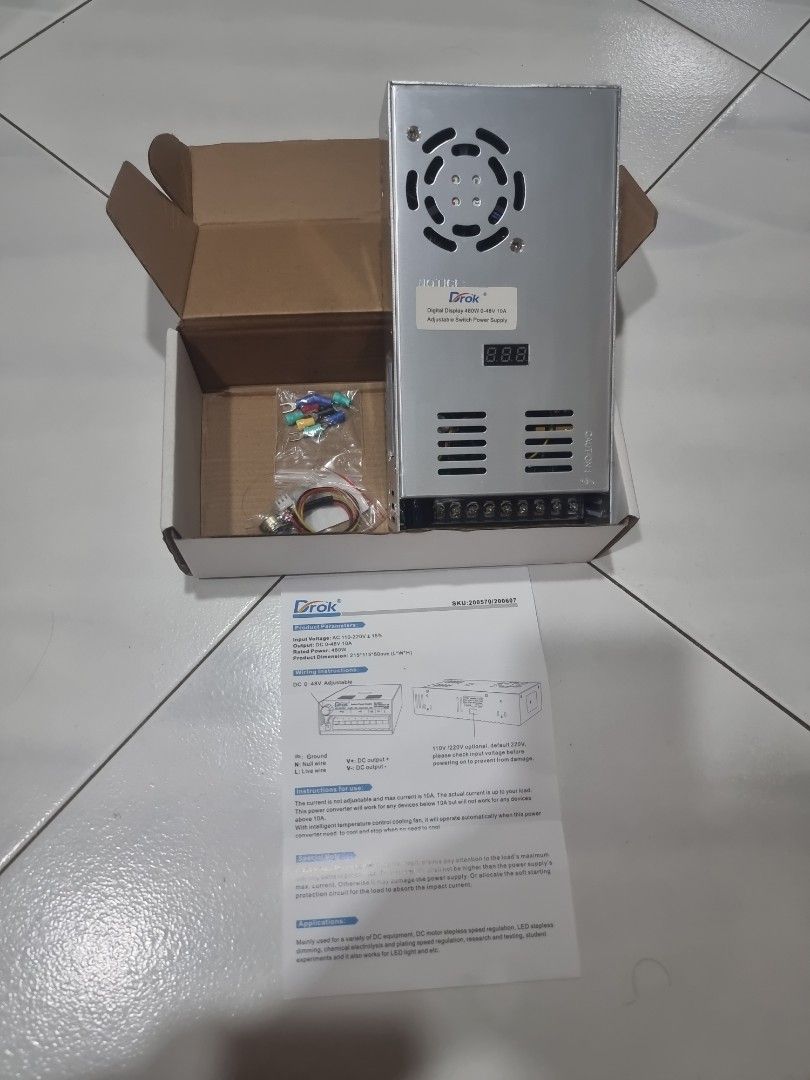 DROK 48V Power Supply, AC 110V/220V to DC 0-48V 10A 480W Buck Converter ...