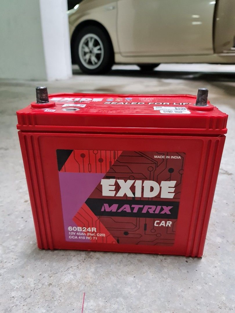 Exide 12V car battery 60B24R used, Car Accessories, Accessories on Carousell