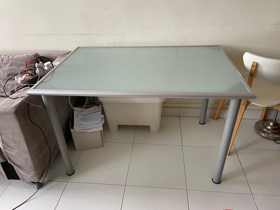 Glass study table, Furniture & Home Living, Furniture, Tables & Sets on ...