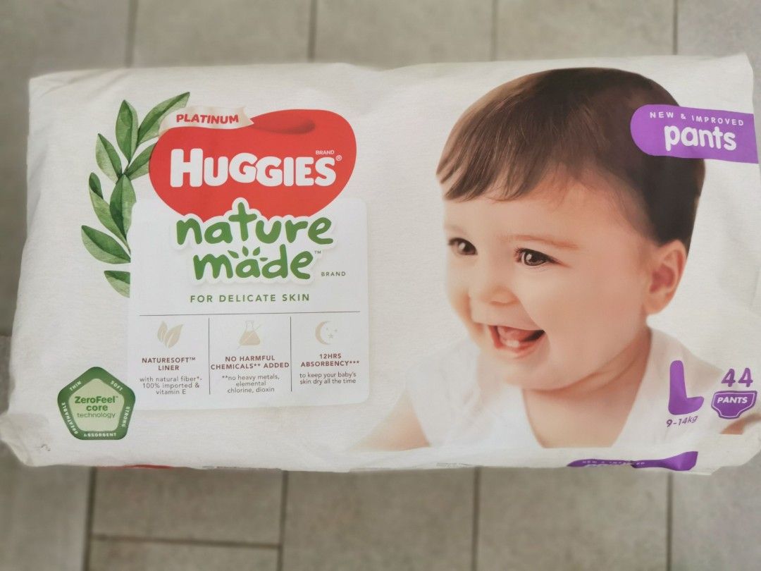 Huggies Platinum Naturemade Pants L 44s, Babies & Kids, Bathing ...