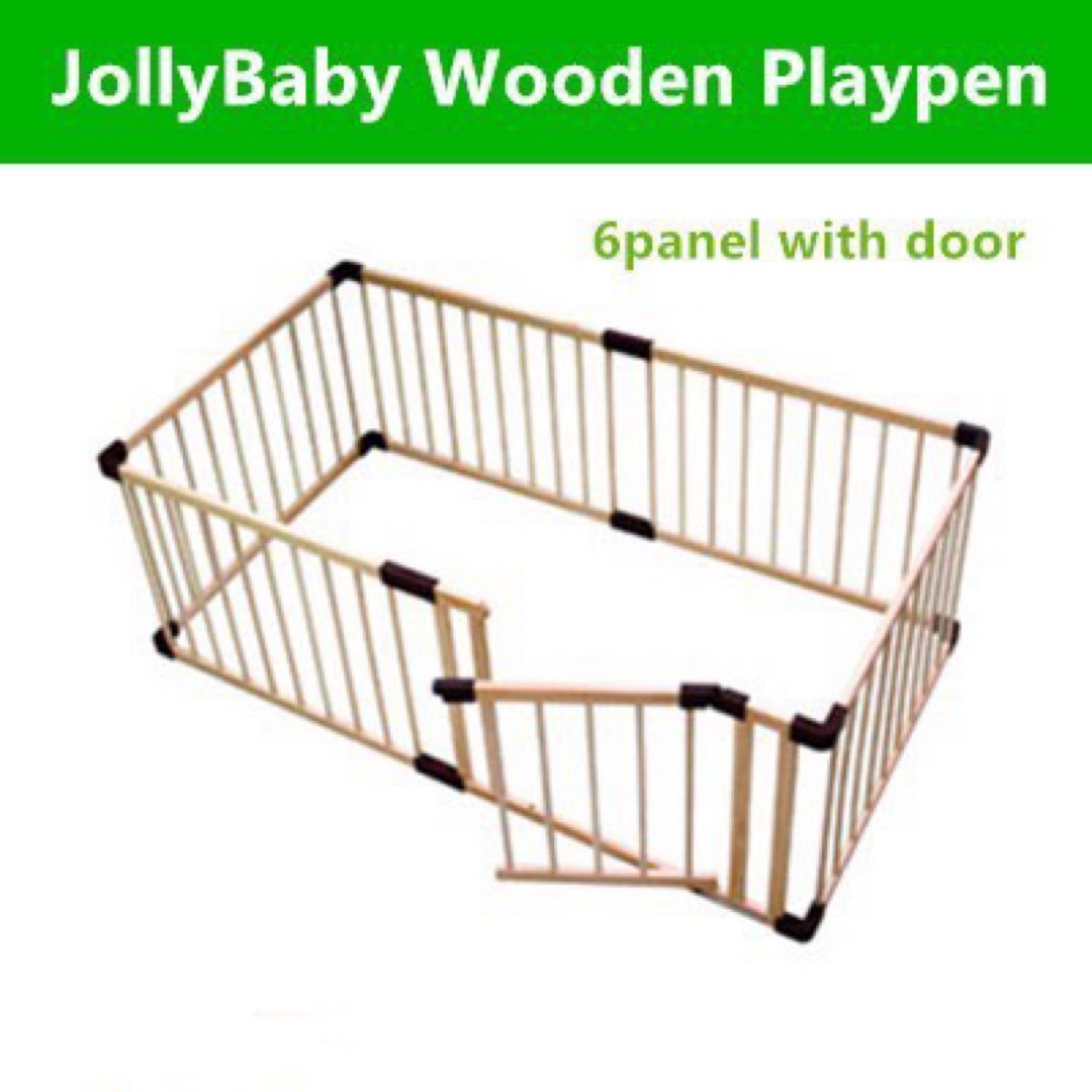 JollyBaby Solid Wood Playpen, Babies & Kids, Baby Nursery & Kids ...