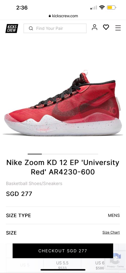 Kd university red, Men's Fashion, Footwear, Sneakers on Carousell
