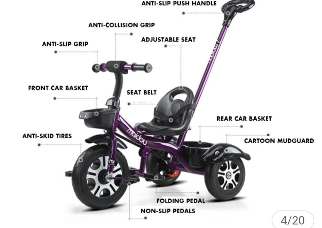 Kids Tricycle with push bar, Babies & Kids, Going Out, Other Babies ...