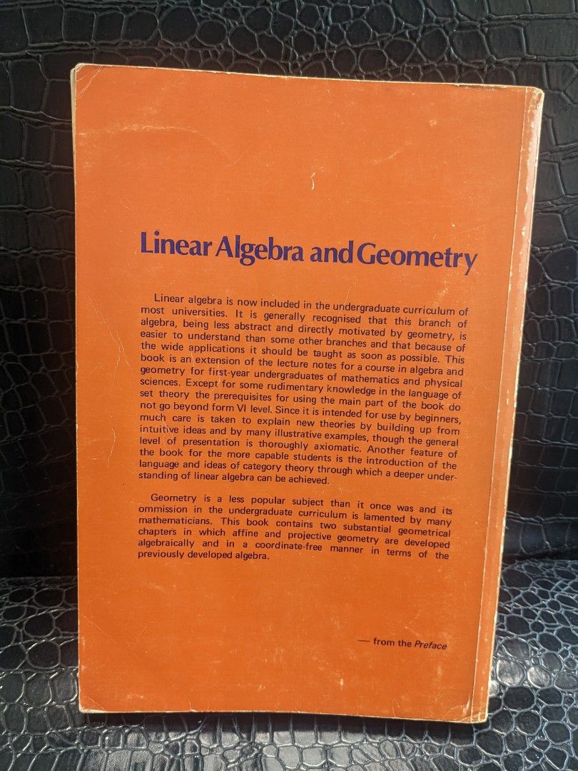 Linear Algebra and Geometry HKU A level, 興趣及遊戲, 書本 & 文具, 教科書 - Carousell