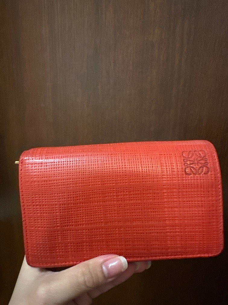 Loewe red wallet, Luxury, Bags & Wallets on Carousell